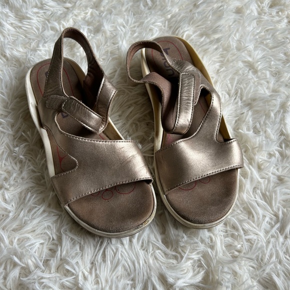 Bionica | Shoes | Bionica Cybelle Gold Leather Platform Wedge Sandals ...